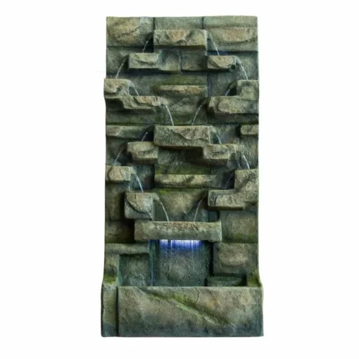 H91cm Brown Water Wall Water Feature with Lights | Polyresin Water ...